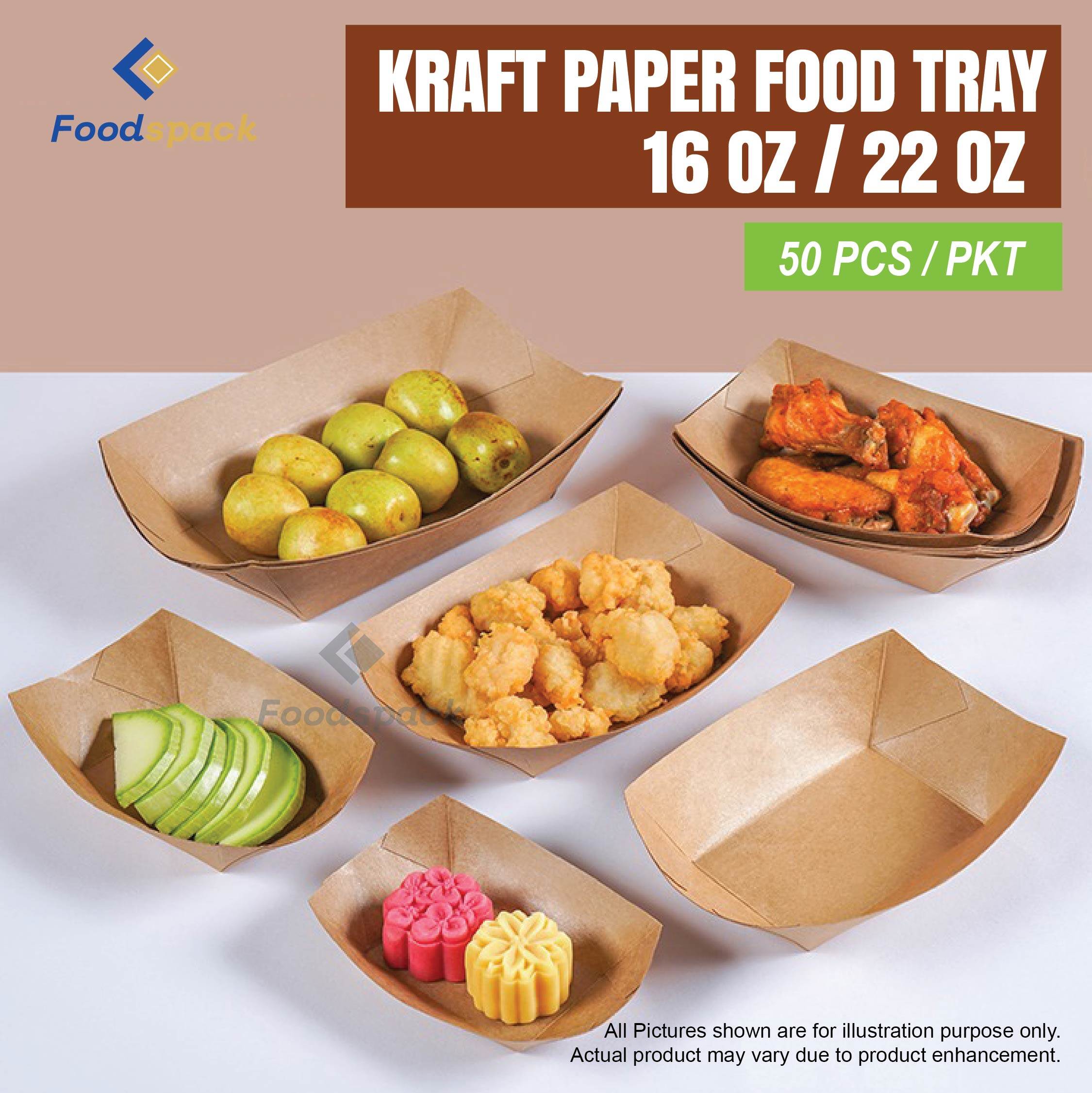 (50pcs+-) Kraft Brown Paper Food Trays / Paper Boat Tray | Lazada
