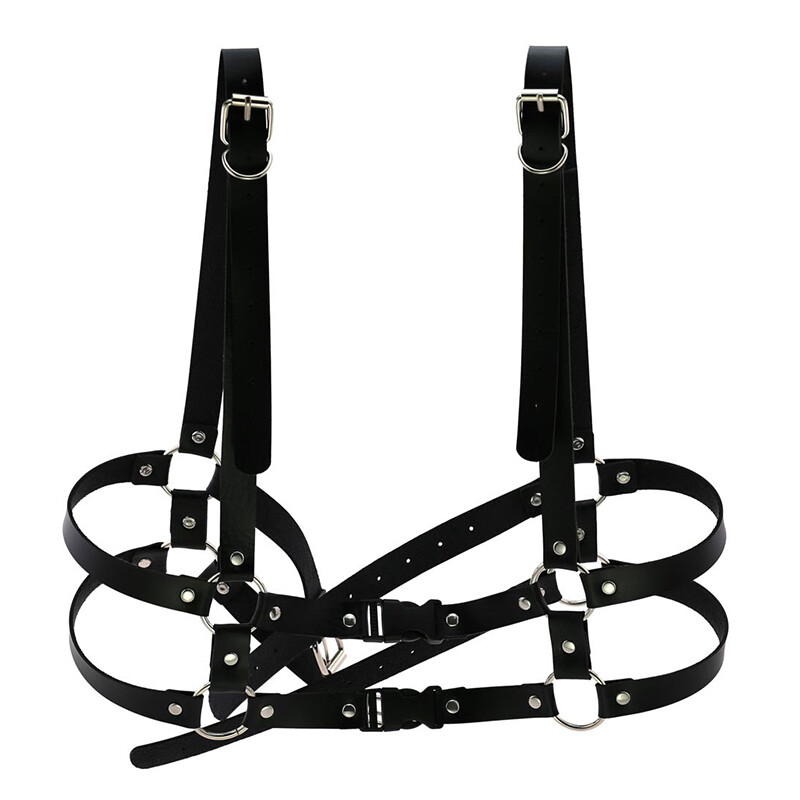 PU Leather Harness Belt Punk Goth Adjustable Chest Suspenders Buckle ...