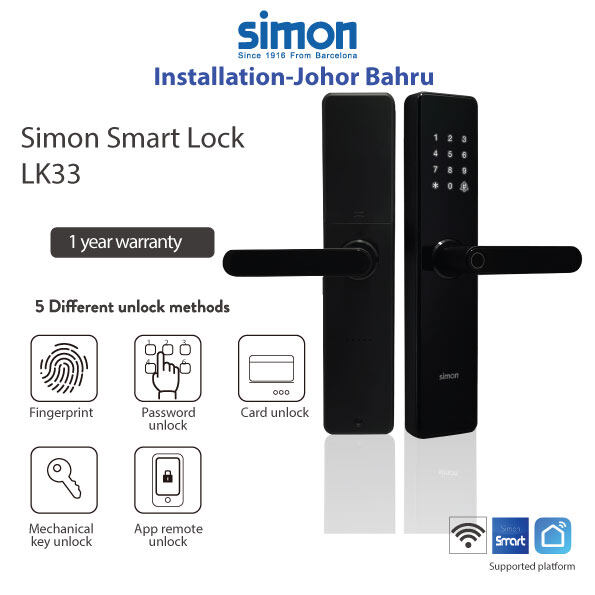 SIMON LK33 Smart Door Lock Digital Lock Doorlock#3D Fingerprint # ...