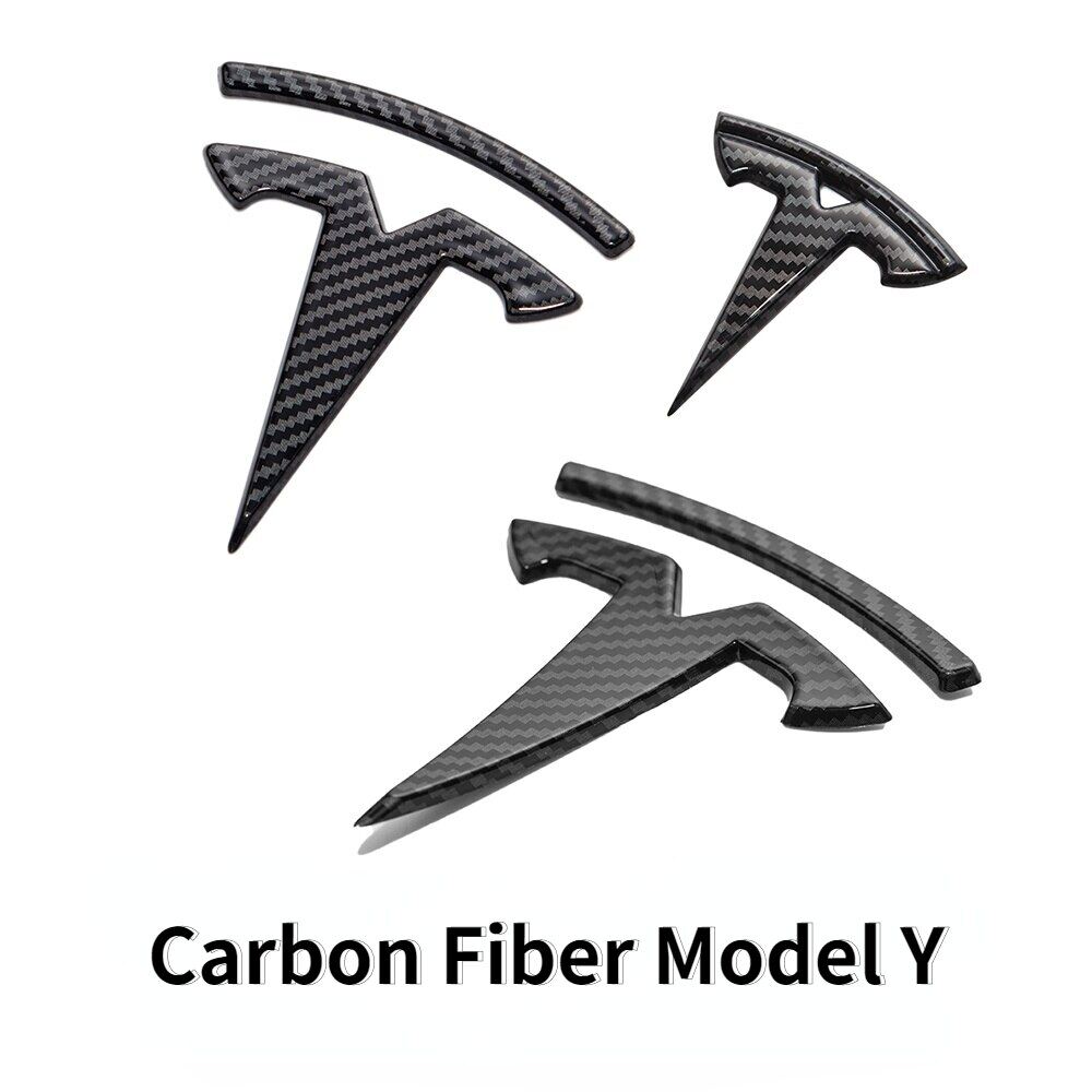 For 2022 Tesla Model 3 Logo Cover ABS Matte Black Logo Sticker Steering ...