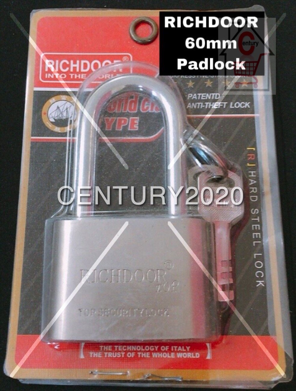 RICHDOOR Padlock Long Head Laminated Pad Lock Heavy Duty Brass Lock ...