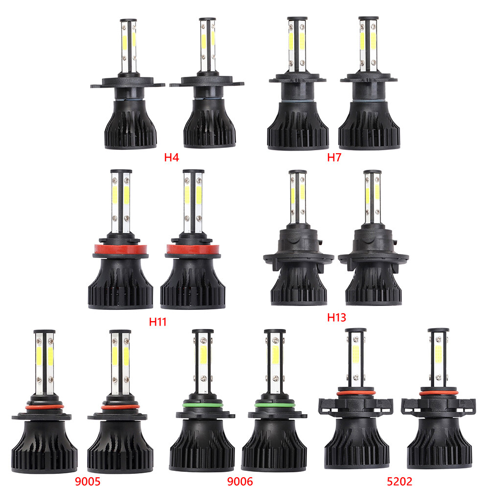 2Pcs 4 Sides H7 H11 H13 9005 9006 5202 LED Car Headlight Fog Lamp Bulbs 6000K 8000LM 52W Auto ...