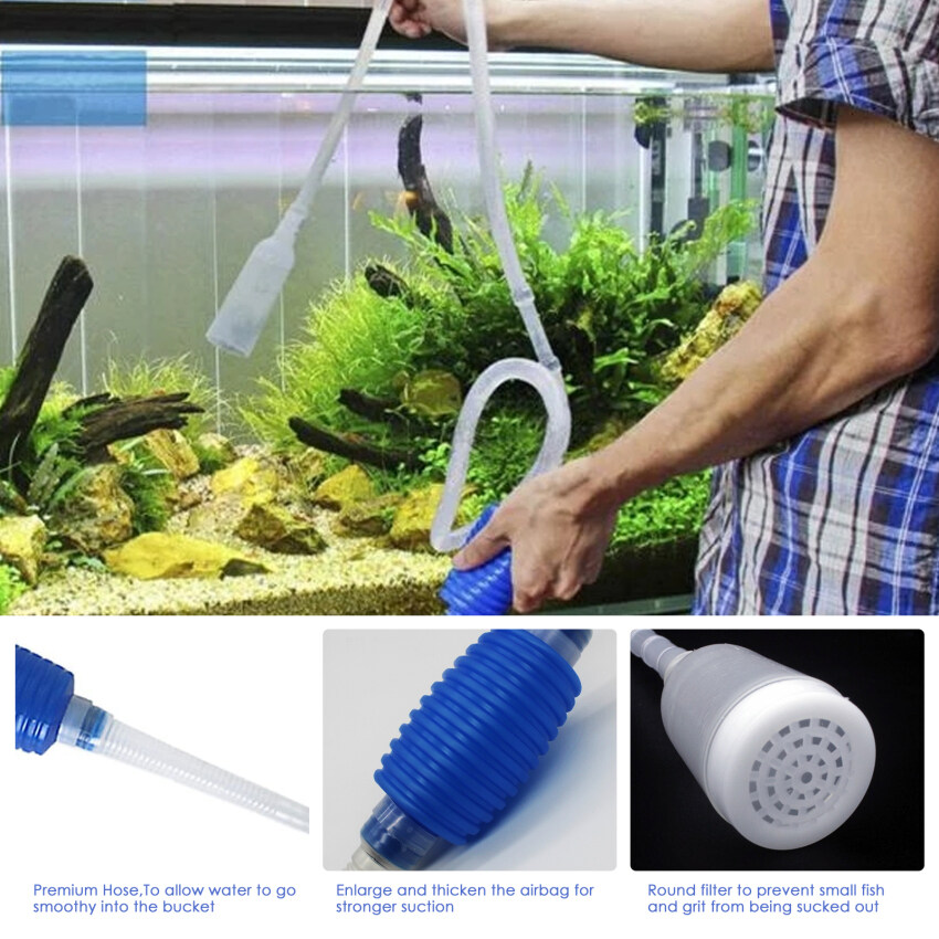 【In Stock】Aquarium Siphon Gravel Cleaner with Brush Hand Syphon Pump ...