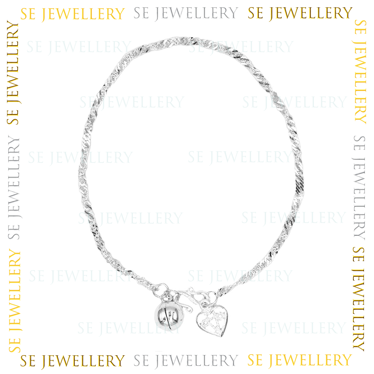 HARGA BORONG (BSV001) 925 Sterling Silver Bracelet/Anklet Twisted Chain ...