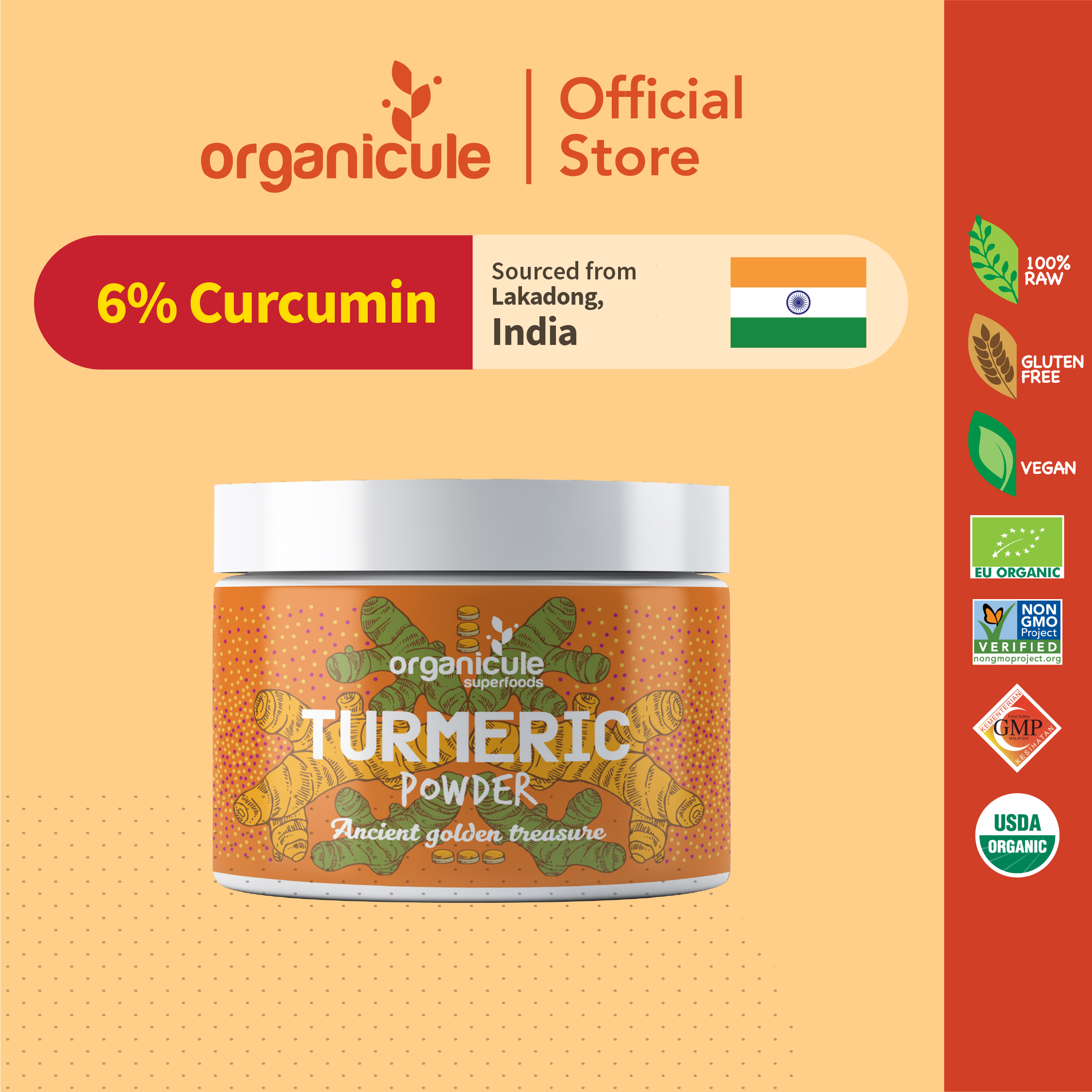 Organicule Turmeric Powder [100g] Natural Curcumin Root Extract ...