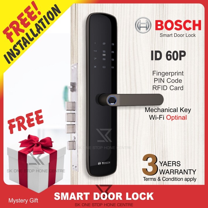 BOSCH ID60P Smart Digital Door Lock (FREE GIFTS x1 & Yale / Hafele ...