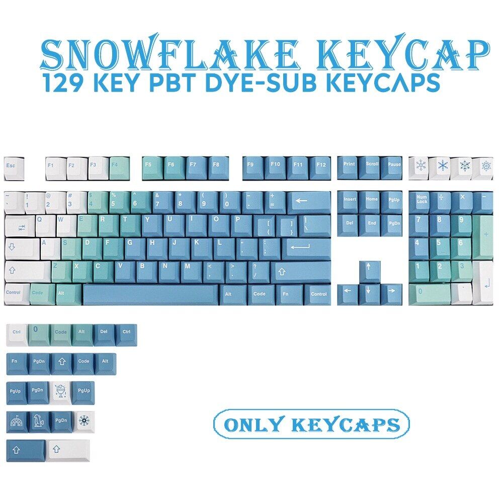 GMK Yeeti Snowflake Keycaps For Mechanical Keyboard 129 Keys Blue White ...