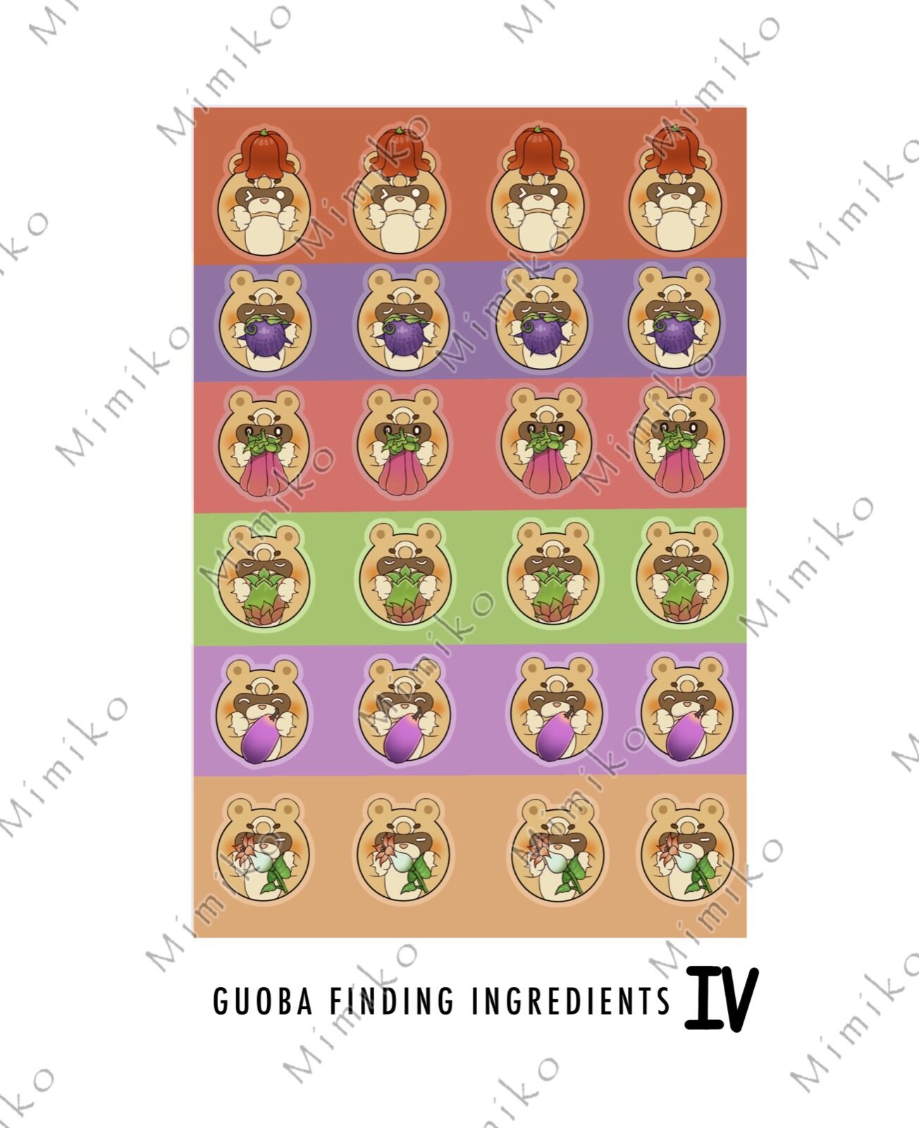Genshin Impact Cute Little Aranaras Guoba Sticker Sheet Merch Fan ...