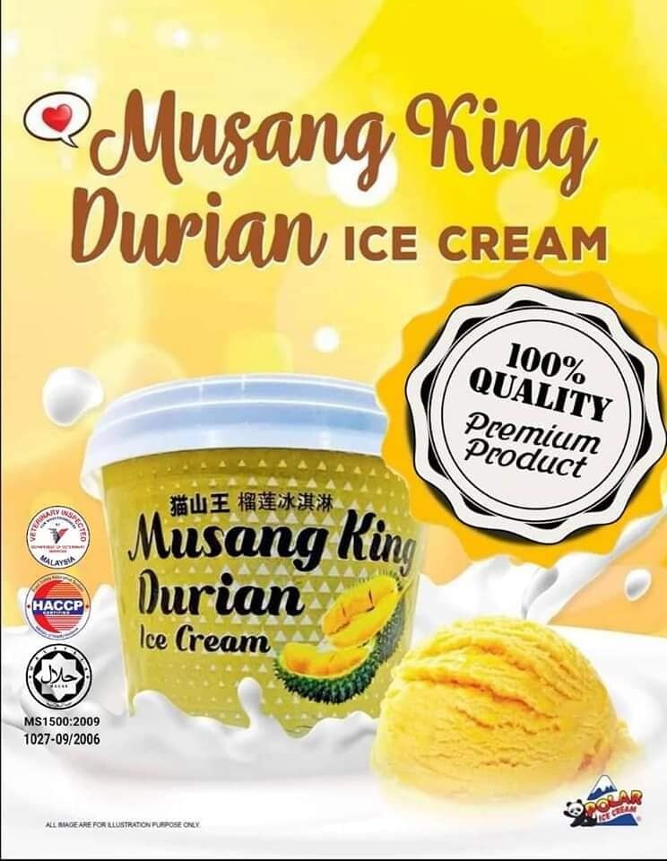 Polar Ice Cream 5 cups or 10 cups Durian Musang King Frozen Snack ...