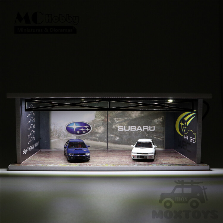 MC Hobby 1:64 Diorama ไฟ Led Carport โรงรถตู้ ADVAN/Subaru/D1 GRAND ...