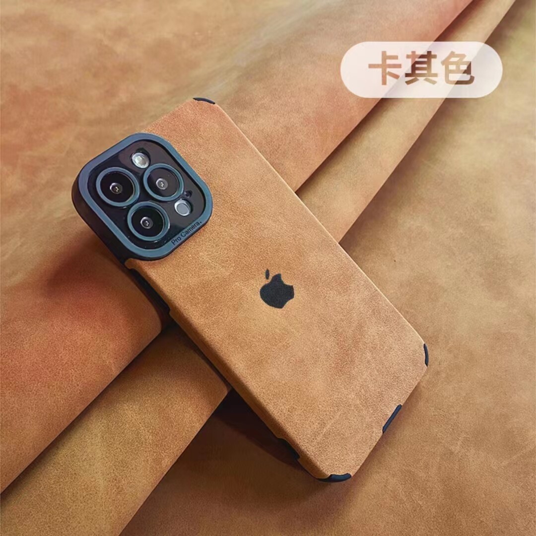 GC leather iPhone 15 Pro max Simple and advanced grey Apple logo case ...