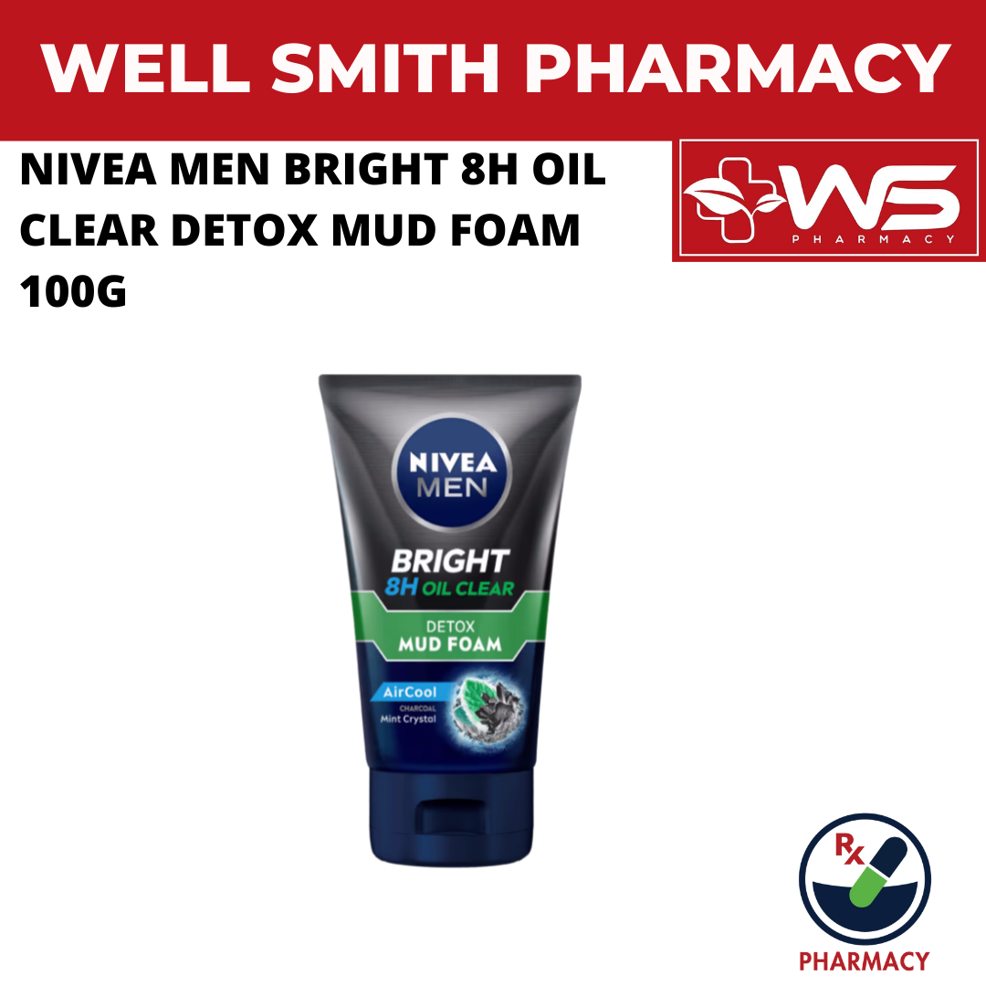 NIVEA MEN BRIGHT 8H OIL CLEAR DETOX MUD FOAM 100G | Lazada