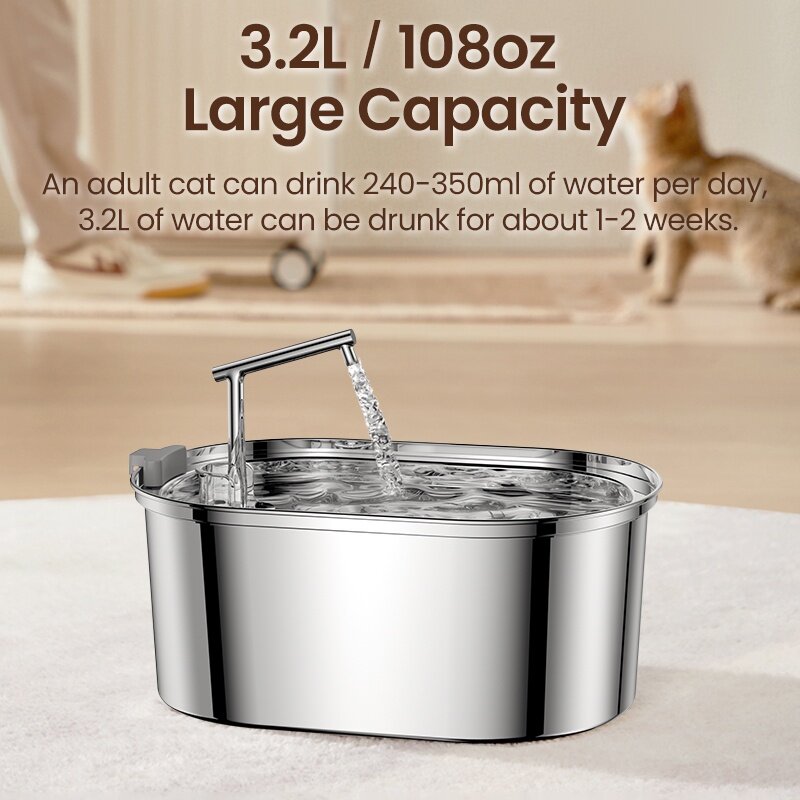Fulfilled by LazadaROJECO 3.2L Cat Drinking Fountain Automatic Stainless Steel Pet Fountains ...