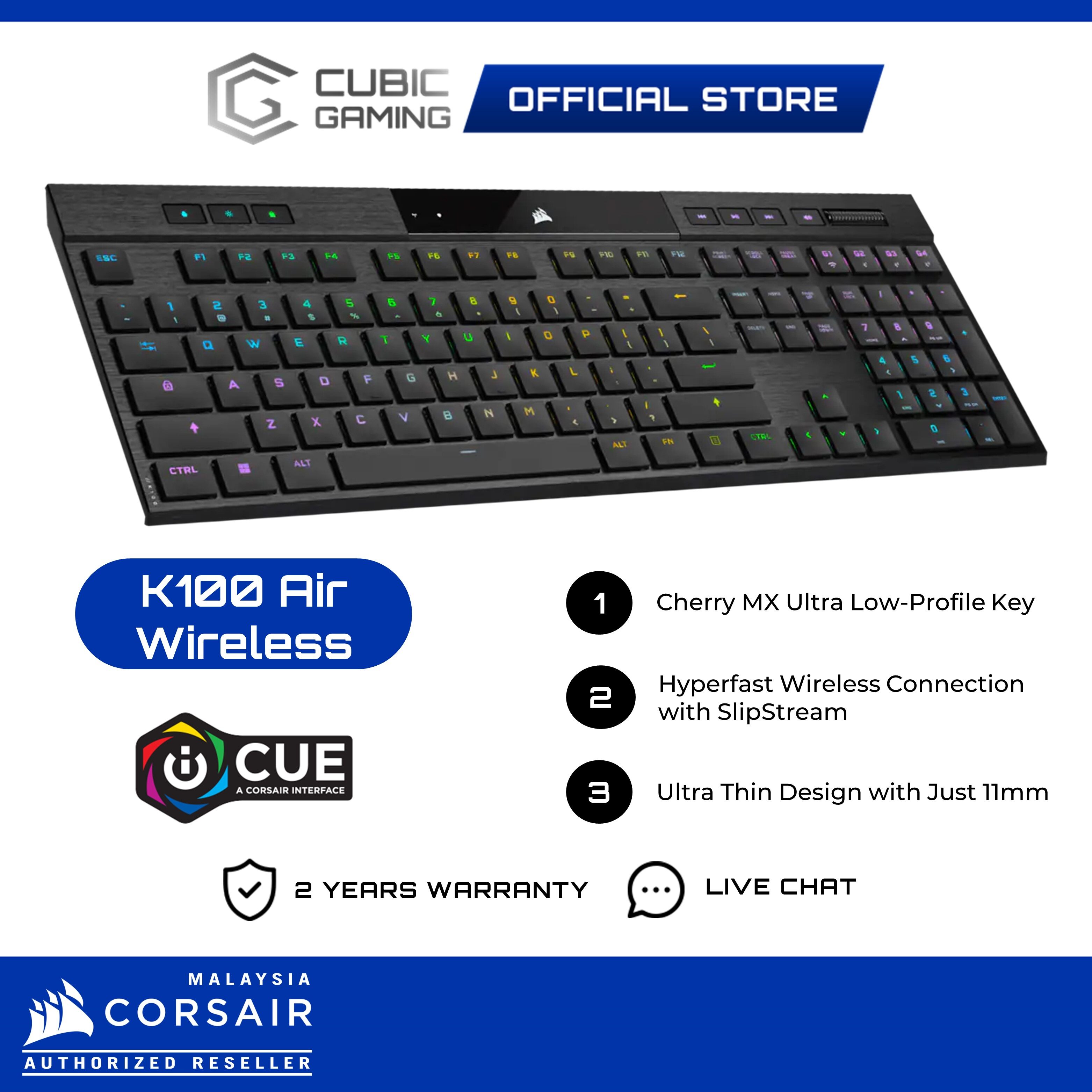 CORSAIR K100 Air Wireless RGB Ultra Thin Mechanical Gaming Keyboard ...