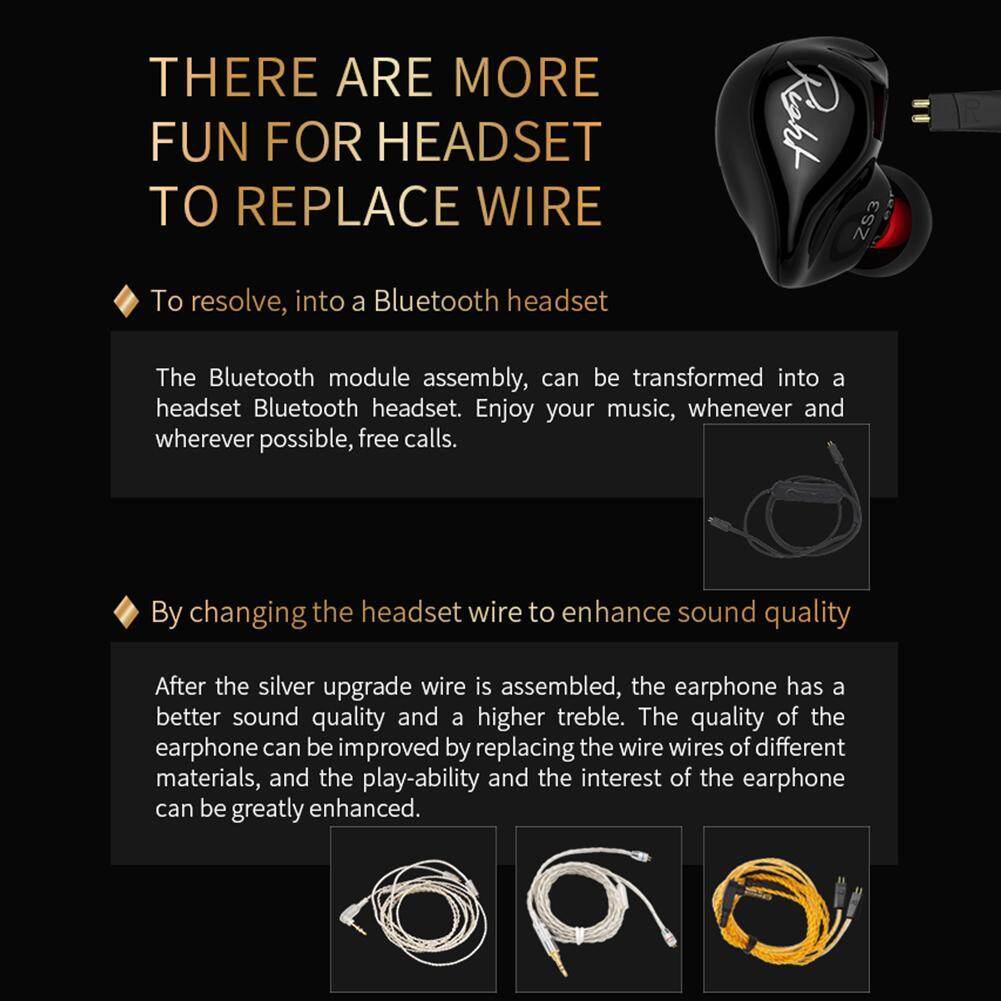KZ ZS3ที่ถอดออกได้สายหูฟังแบบสอดในหูไฮไฟซูเปอร์เบสหูฟังสเตอริโอ - Tenda ...