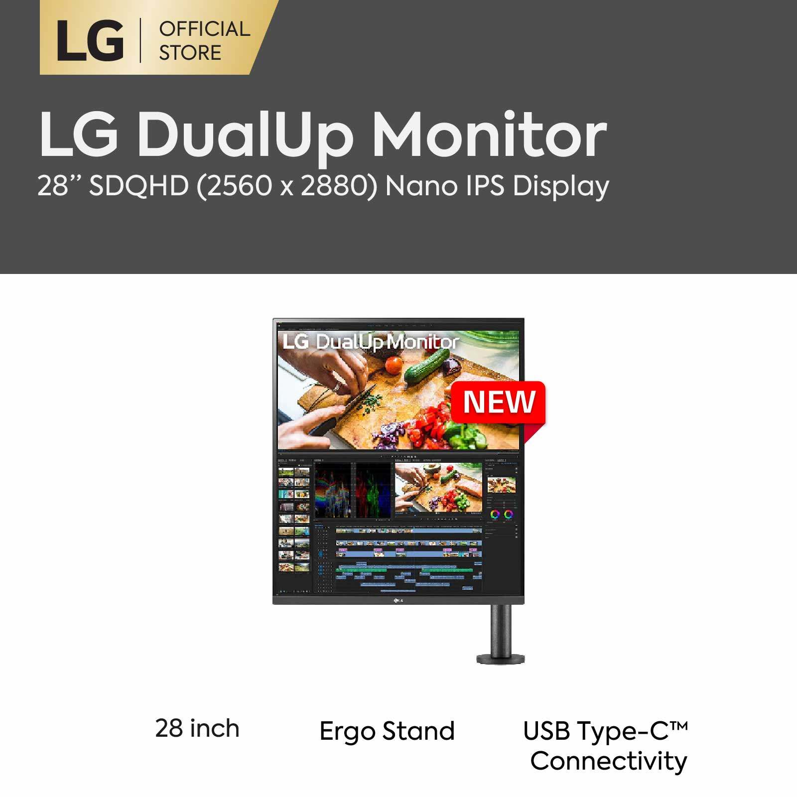 LG 28' 28MQ780 Ergo Stand and USB Type-C DualUp Monitor with Built in ...
