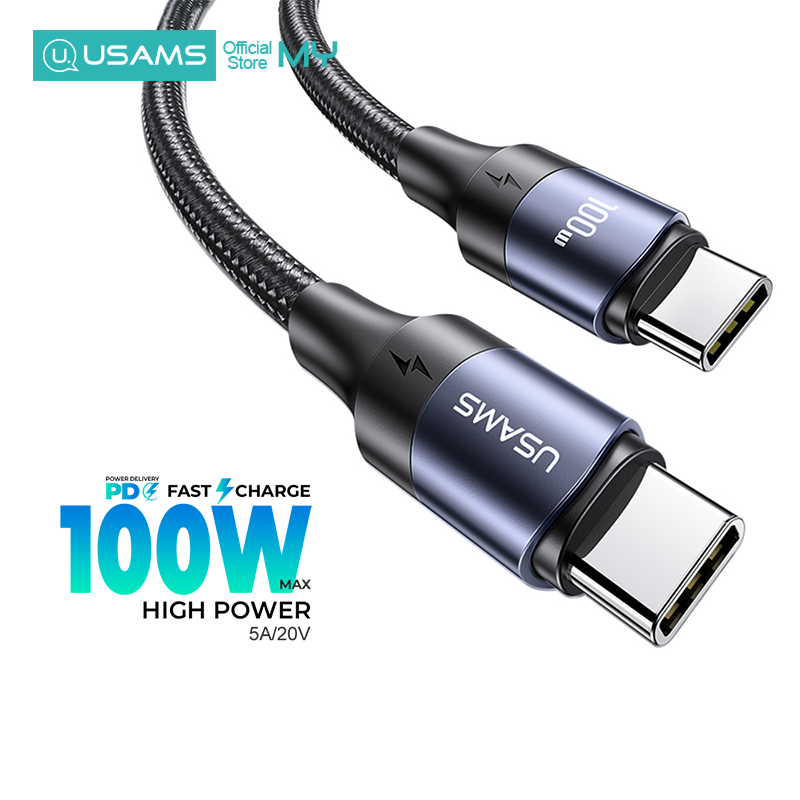 USAMS 100W Type-C to Type-C Fast Charging Cable 20V/5A Long Cable 1.2m ...