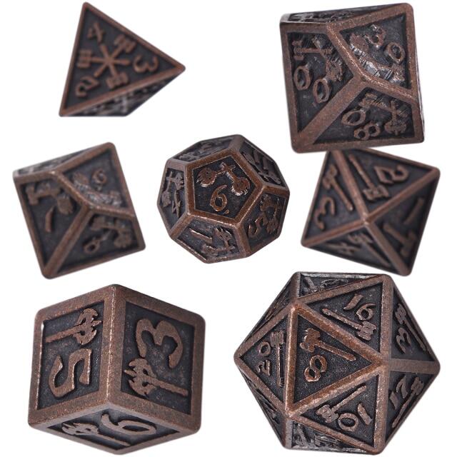 หลายแม่พิมพ์ Solid Metal Polyhedral 7-Die Dice สำหรับ TRPG DND D4 D6 D8 ...