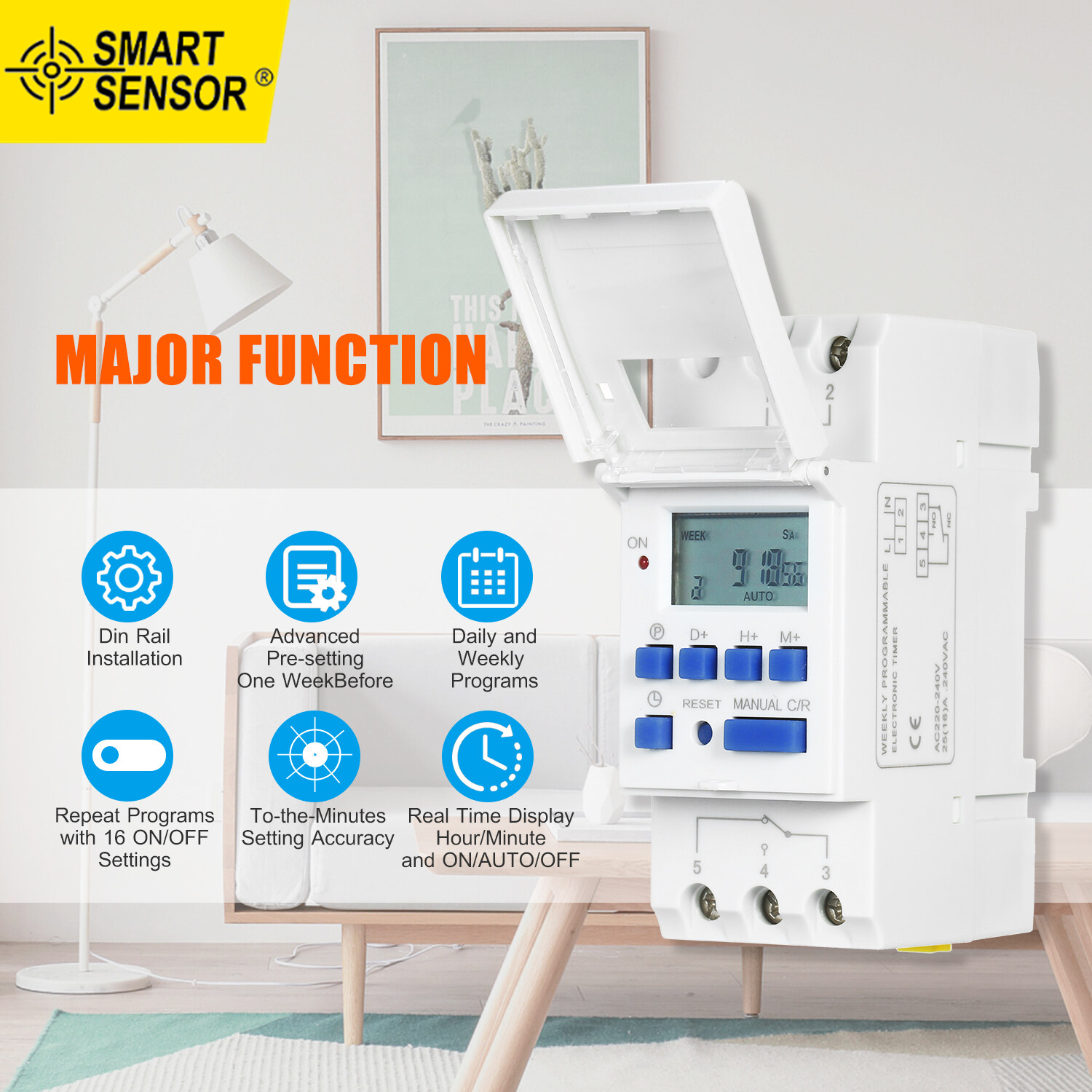 Smart Sensor THC15A Digital LCD Power Programmable Timer Switch Relay ...