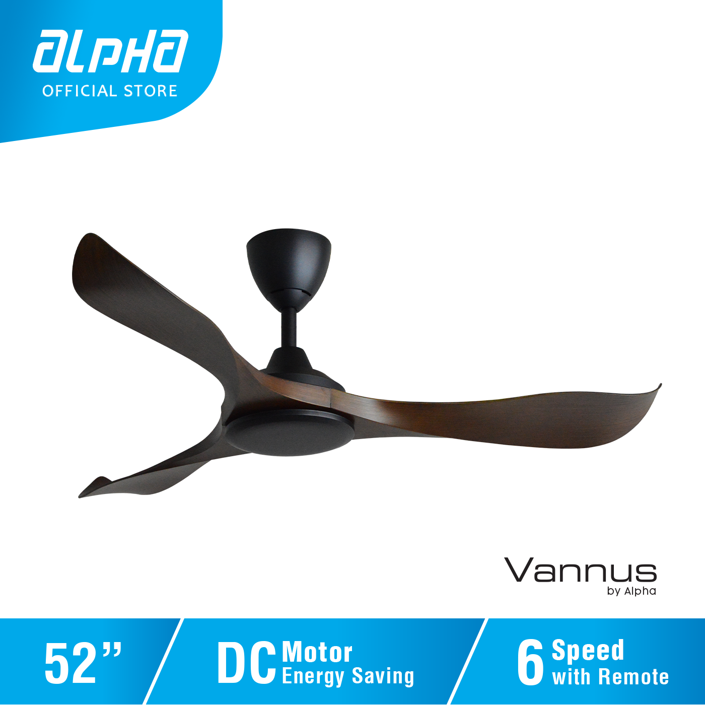 ALPHA Vannus - VC2 3B 52 Inch DC Motor Ceiling Fan with 3 Blades (6 ...