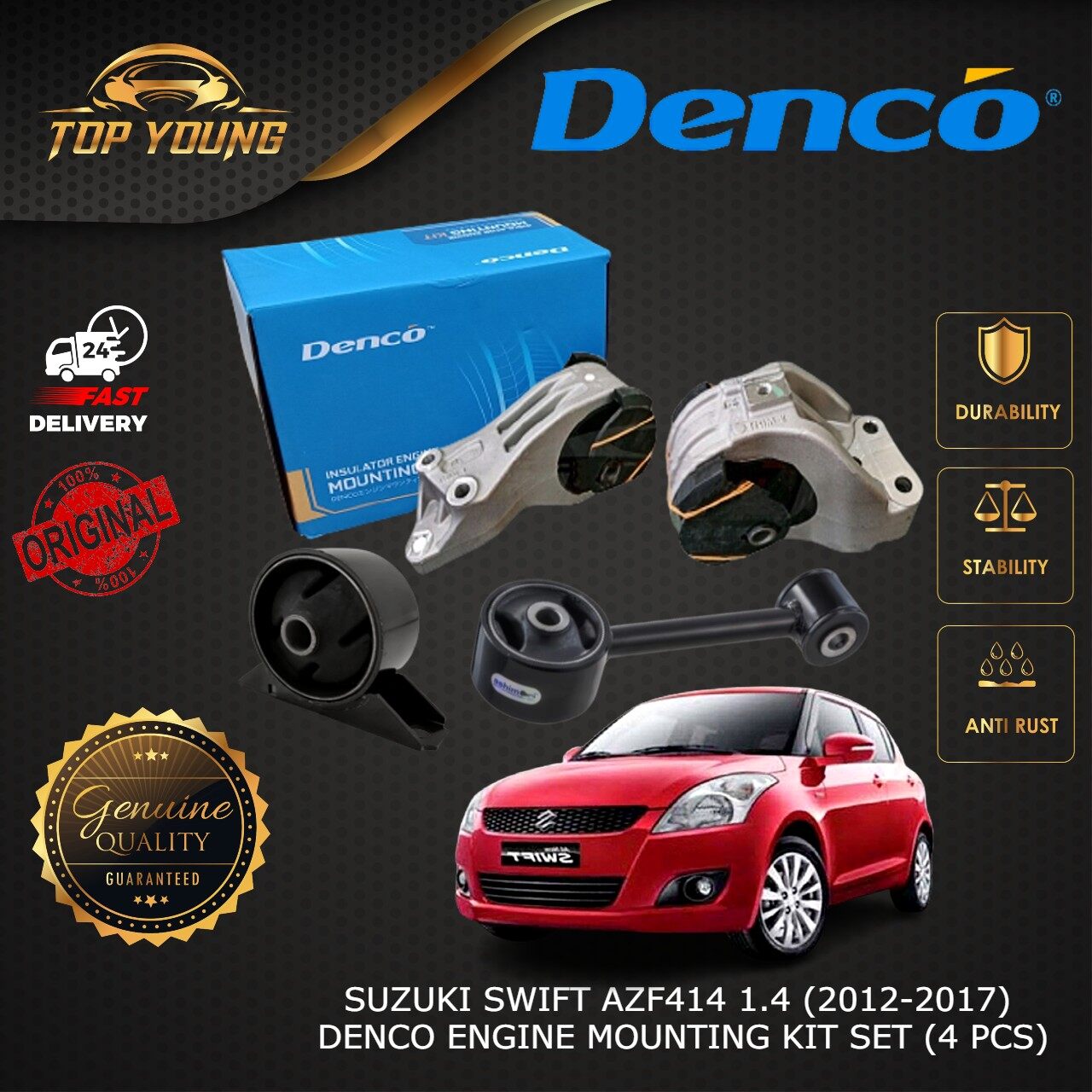 DENCO SUZUKI SWIFT AZF414 1.4 (2012-2017) (4PCS) ENGINE MOUNTING KIT ...