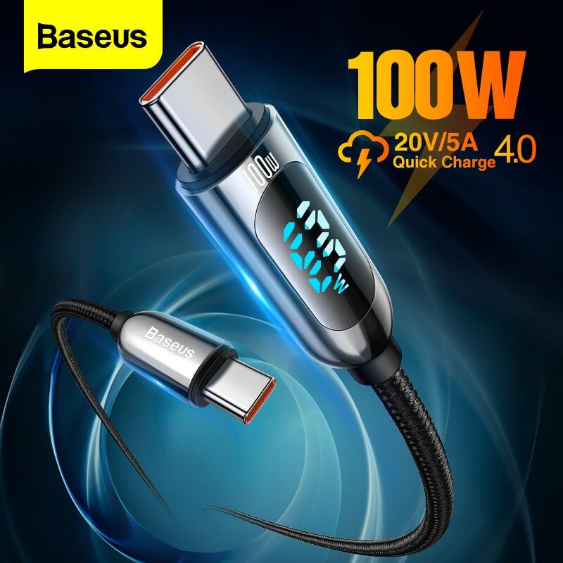 Baseus PD 100W LED USB C To USB Type C Cable Fast Charging Data Cable ...
