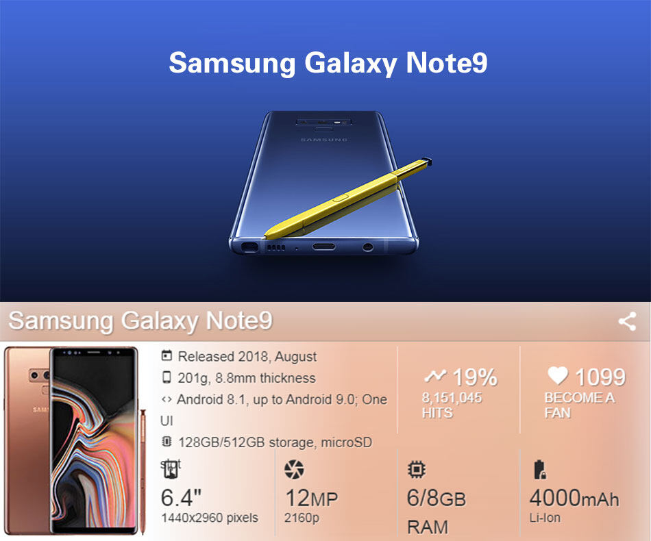 Samsung Galaxy Note 9 6GB 128GB โทรศัพท์มือถือ - qwer-14 - ThaiPick