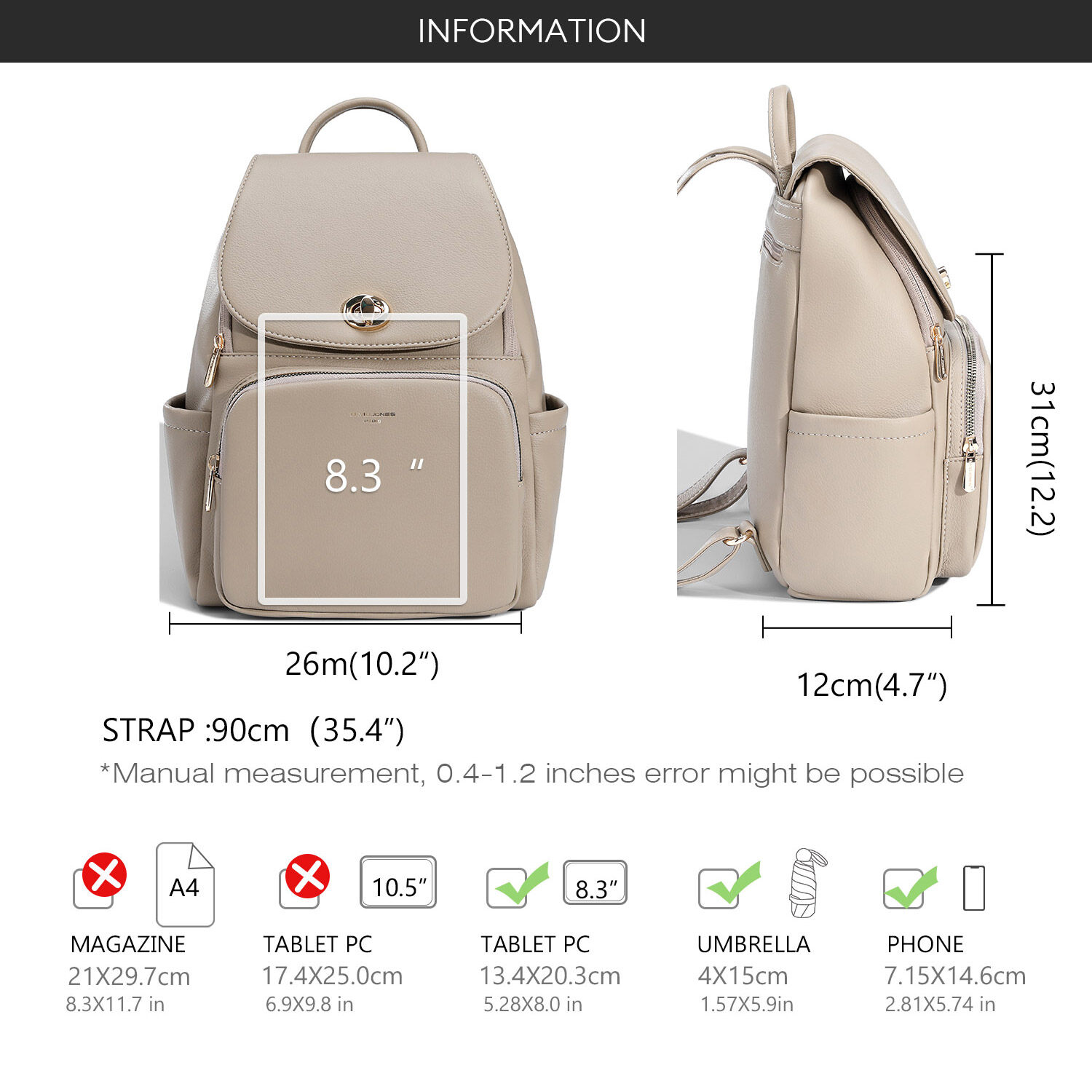 David jones Paris backpack for women pack bag back pack bag mini ...