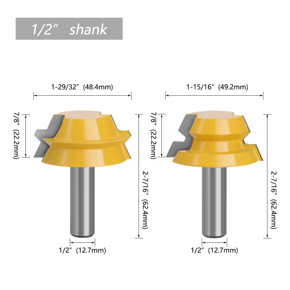 LAVIE 2Pcs 12Mm 1/2 "Shank Lock Mitre Tenon Router Bits 22.5องศากาว ...