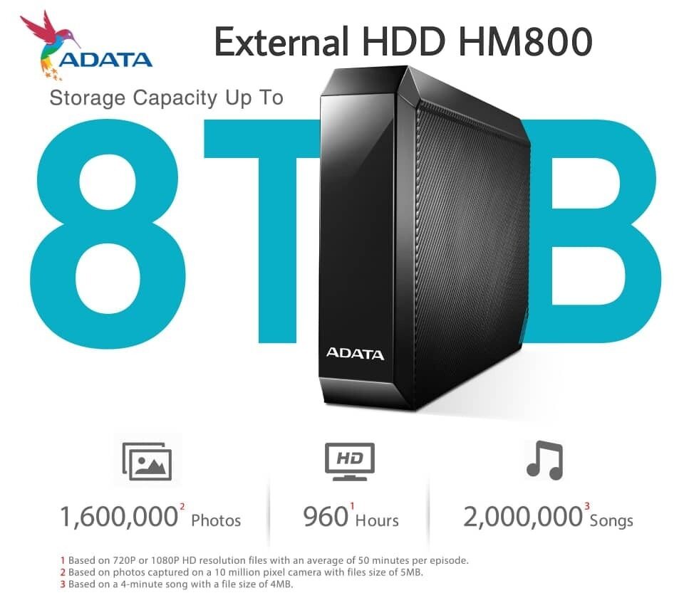 Adata HM800 USB 3.2 - 3.5" External Hard Disk Hard Drive HDD USB Hub - TV & Game Console Support ...