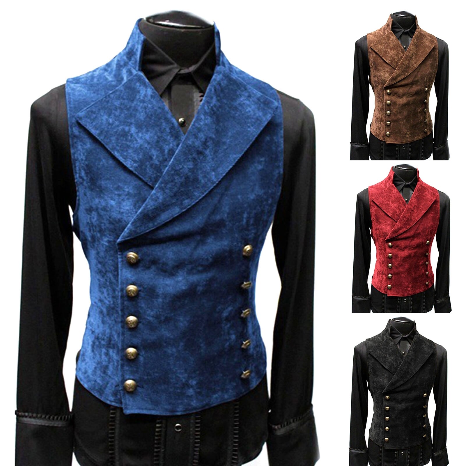 Men's Luxury Brocade Paisley Floral Double-Breasted Suit Vest Victorian ...