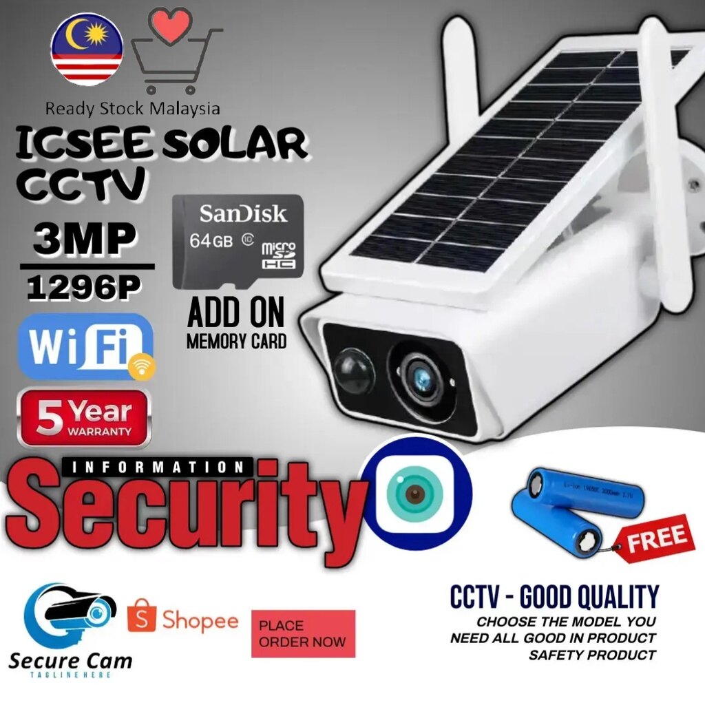 Panasonic CCTV Solar / Rechargeable Battery Powered 3MP 1296p Outdoor ...