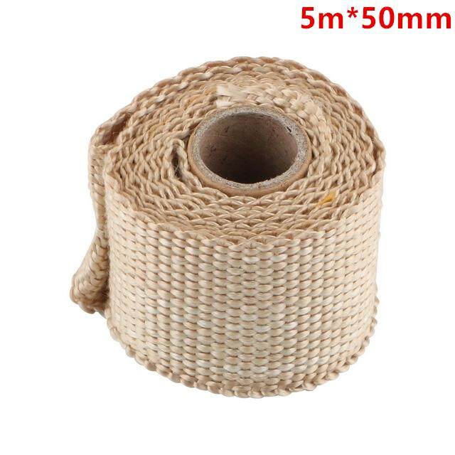 50MMx 5M Car Motorcycle Glass Fiber Exhaust Thermal Tape Exhaust Heat ...