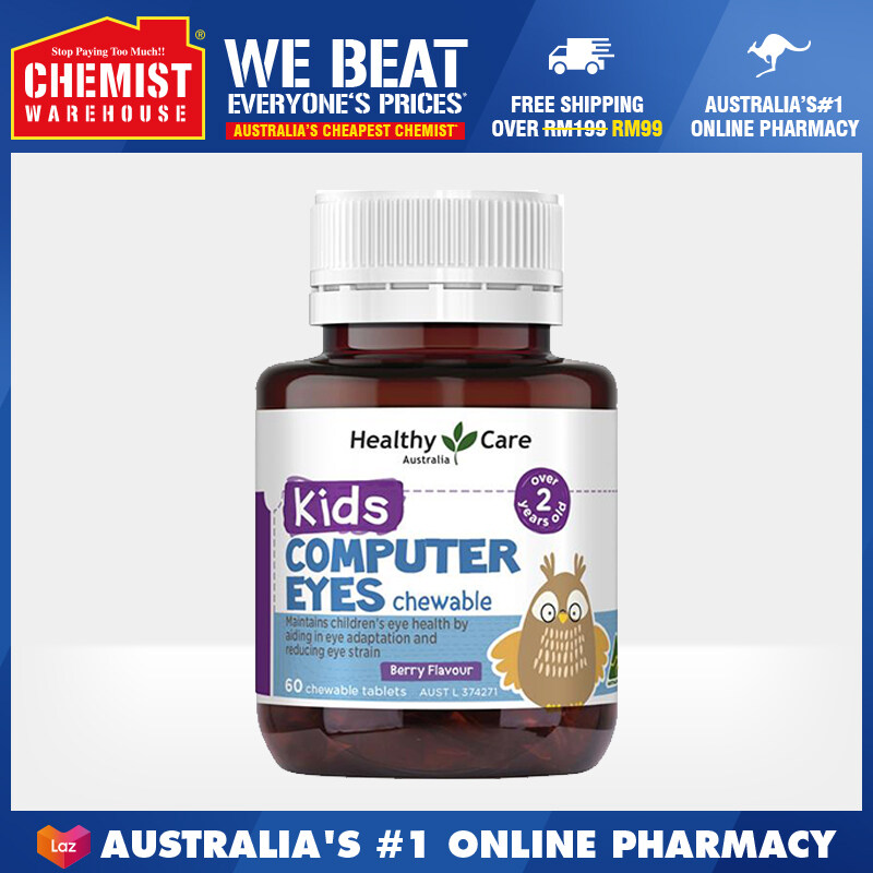 Healthy Care Kids Computer Eyes 60 Chewable Tablets Relieve Eye Strain ...