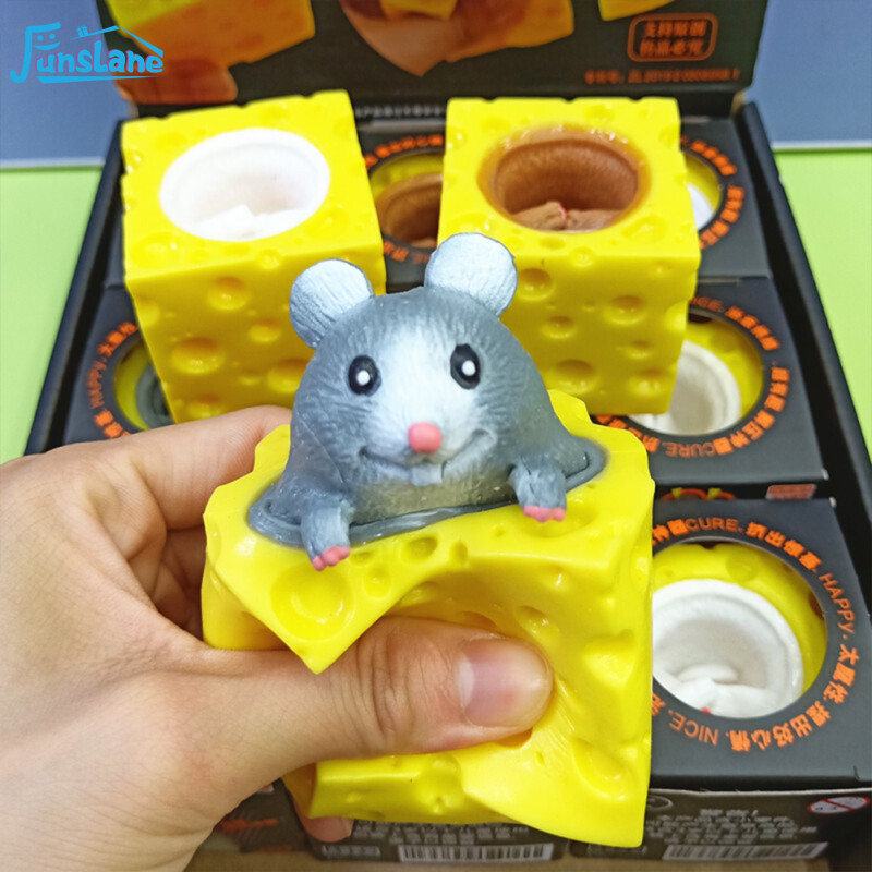 FunsLane ของเล่นคลายเครียดใช้บีบสีน่ารักถ้วยเมาส์ชีสที่ใส่ปากกาแปลกใหม่ ...