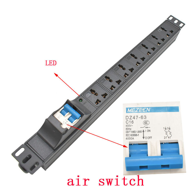 19 Rack Mount Inch Pdu Power Distribution Unit 5 6 7ways Rackmount For Cabinet 2m Ammeter Short