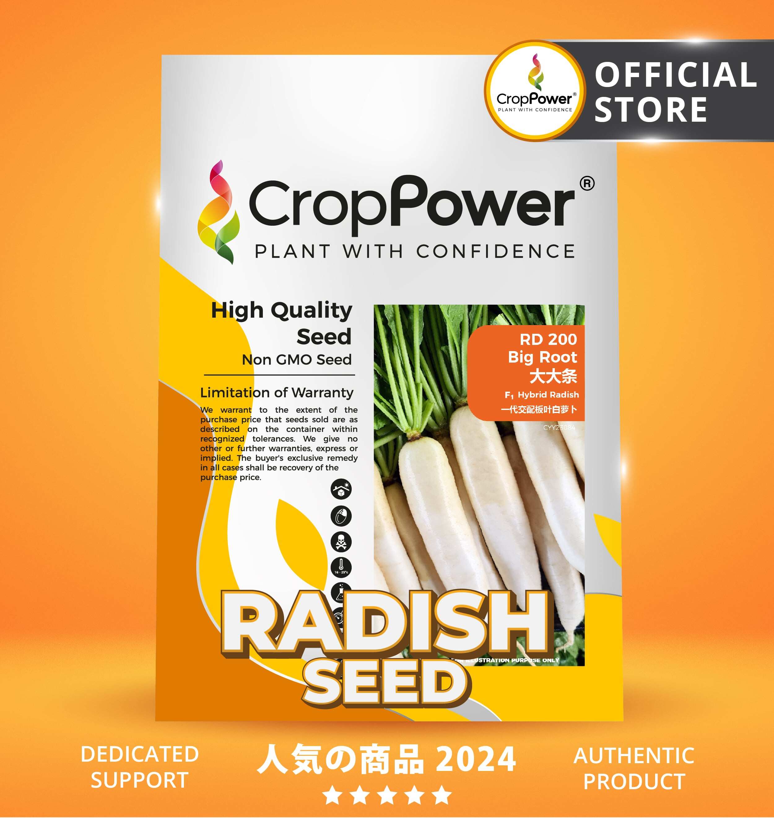 (50 GRAM) Biji Benih Lobak Putih Big Root 大大条 RD200 CROP POWER F1 ...