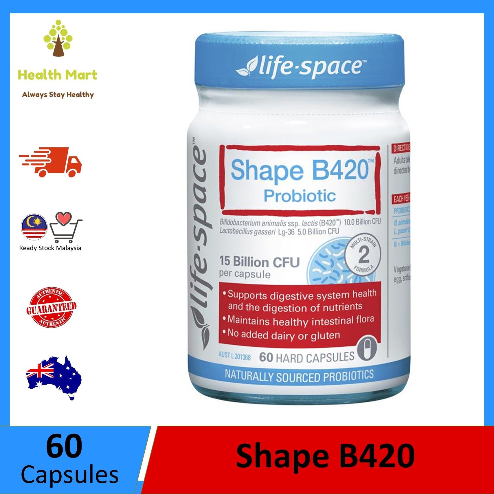 LIFE SPACE Shape B420 Probiotic (60 capsules) | Lazada