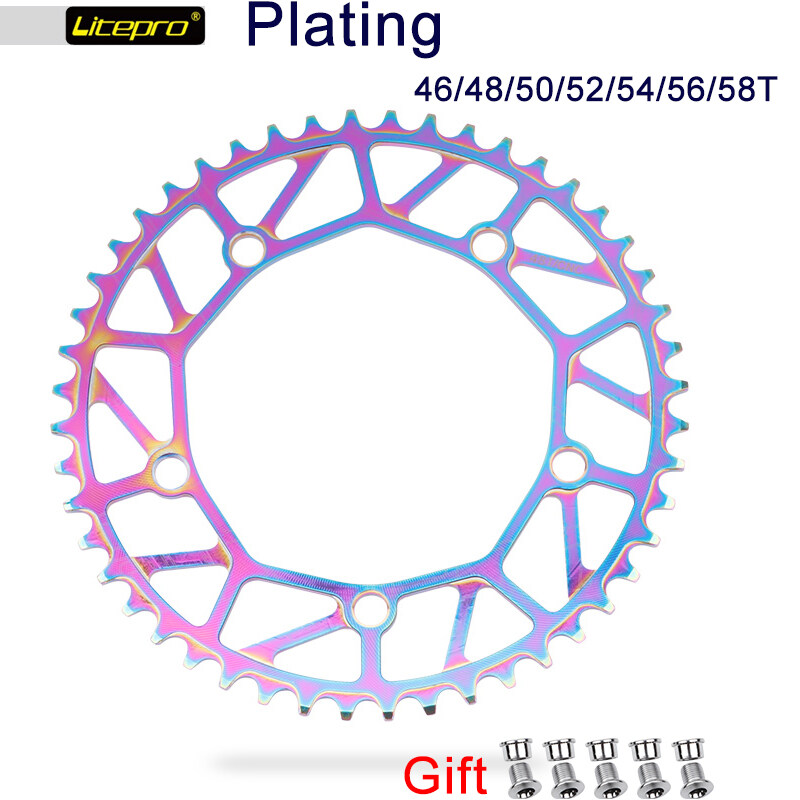 จักรยานพับ Litepro แคบและกว้างโซ่46T 48T 50T 52T 54T 56T 58T 130BCD AL7075วัสดุอลูมิเนียมอัลลอย ...