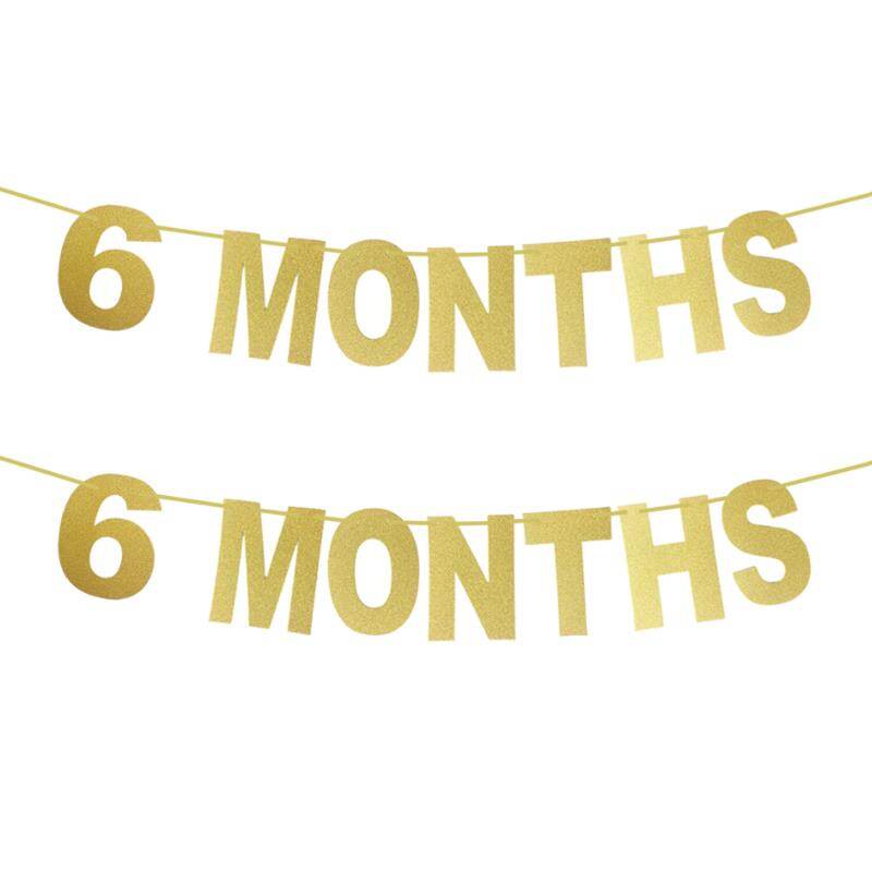 1set New 6 Months Letters Photo Gold Banner Baby Shower Girl Boy Photo ...