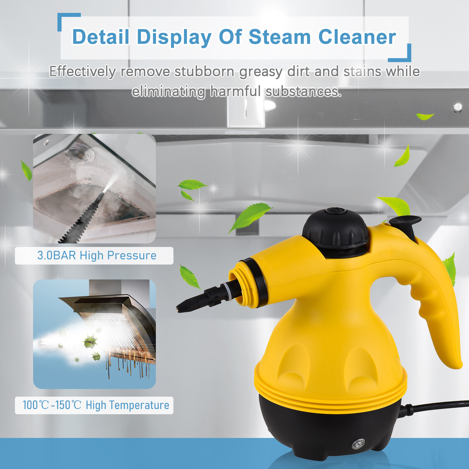 Handheld Steam Cleaner,Multi-Purpose Handheld Pressurized Steam Cleaner ...