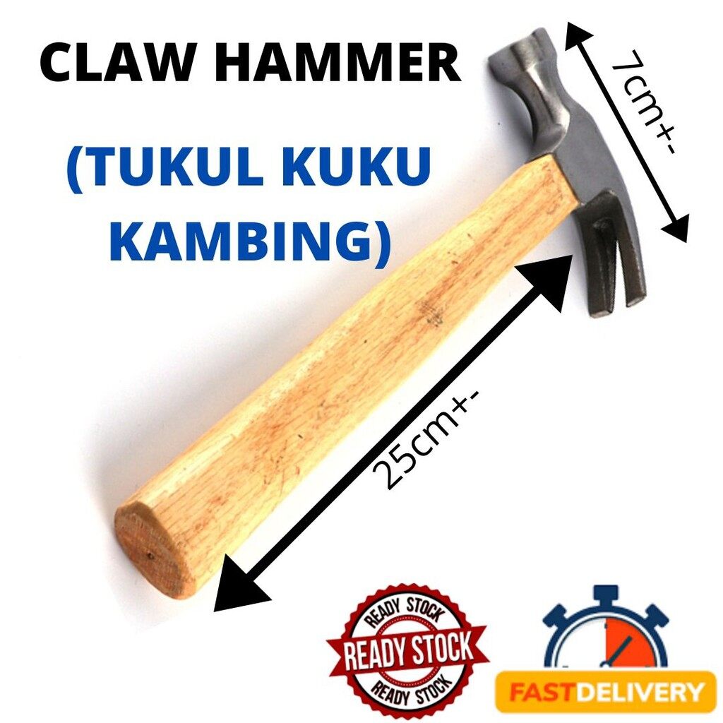 MALAYSIA STOCK- Small Wooden Handle Claw Hammer / Tukul Besi Kuku ...