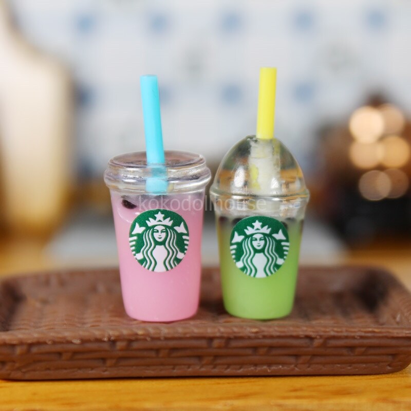 【ร้อน】5ชิ้นน่ารัก1/12ขนาดมินิกาแฟน้ำผลไม้ถ้วยนมจิ๋วตุ๊กตาแก้ว ...