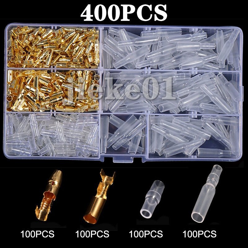 200/400PCS 3.9mm Male & Female Bullet Wire Electrical Cable Connector ...