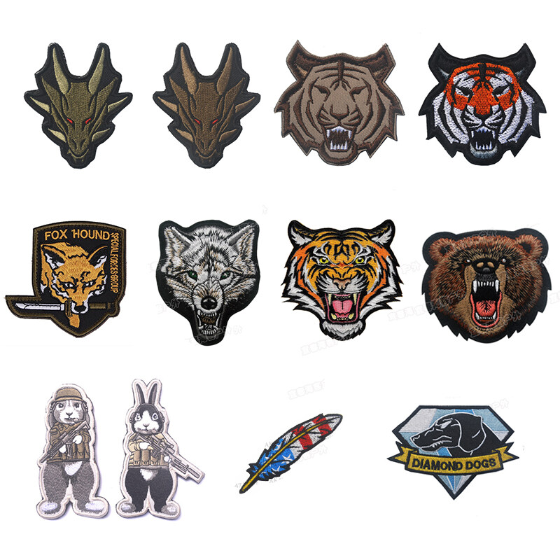 Boutique clothing DIY Animal Embroidery Velcros Patches Tiger Bear Wolf ...