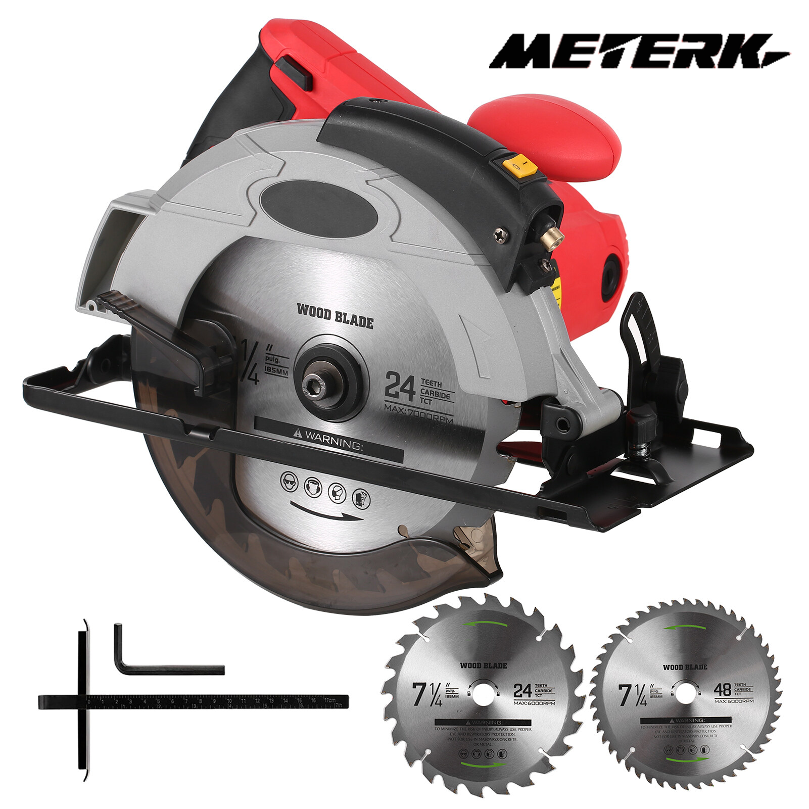 Meterk 12A 5500RPM Corded Circular Saw with 7 1 4 Circular Saw Blade and Laser Guide Max Cutting Depth 2.45 90 1.81 45 for Wood and Log Cutting 5500 Rpm Circular Saw Lazada Lazada PH