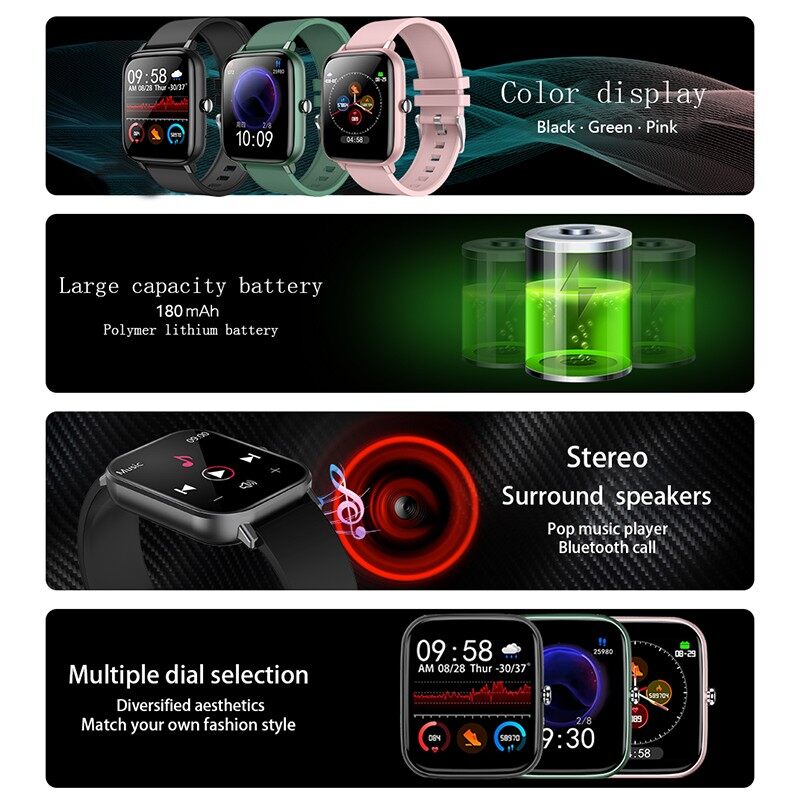 OQTO สมาร์ทวอทช์1.54นิ้วจอสี่เหลี่ยมปี P6นาฬิกาอัจฉริยะบลูทูธโทรศัพท์ ...