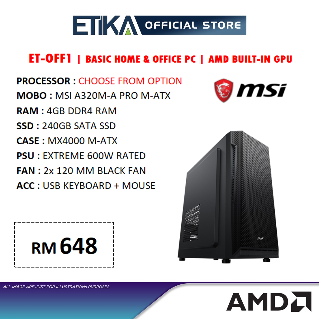 DIY ET-OFF1 | Basic Home & Office PC | Build-To-Order | AMD Built-In ...