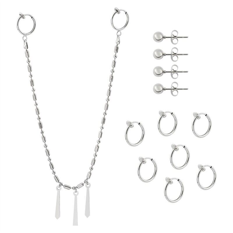 Anime Horimiya Miyamura Izumi Ear Clip Lip Piercing Jewelry Chain Ear Punk Cosplay Prop Essories
