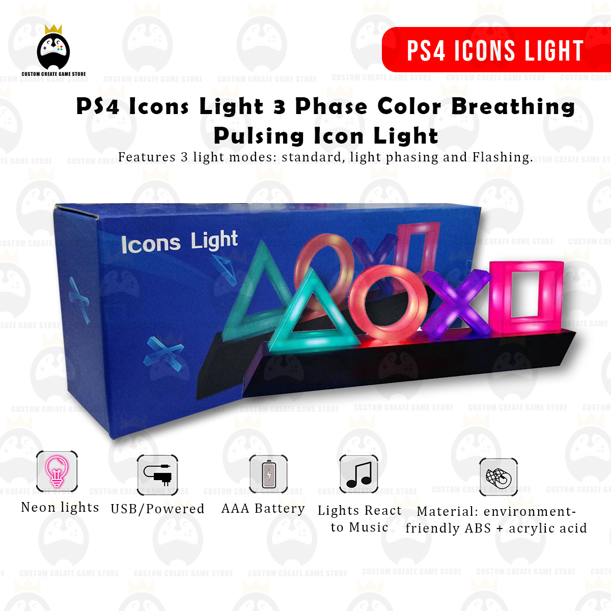PS4 Icons Light 3 Phase Color Breathing Pulsing Icon Light [READYSTOCK ...
